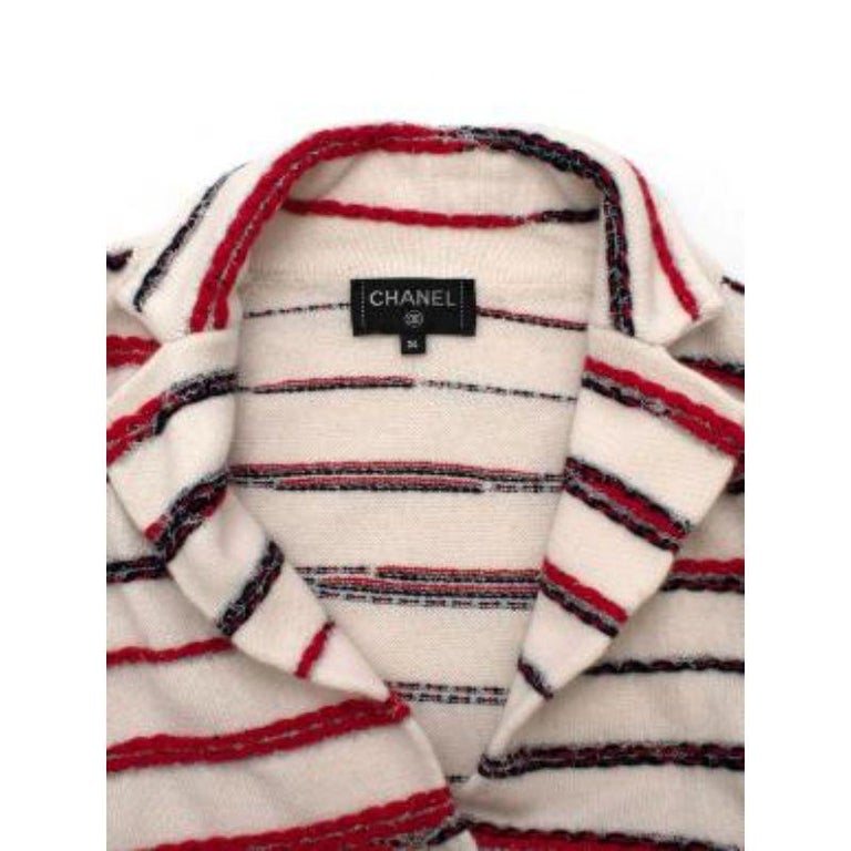 cream and red knitted cashmere jacket For Sale at 1stDibs