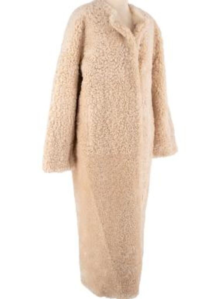 Cream Shearling Cocoon Coat For Sale at 1stDibs | cream shearling coat