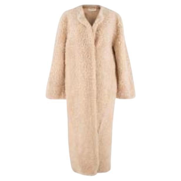 Cream Shearling Cocoon Coat For Sale at 1stDibs | cream shearling coat