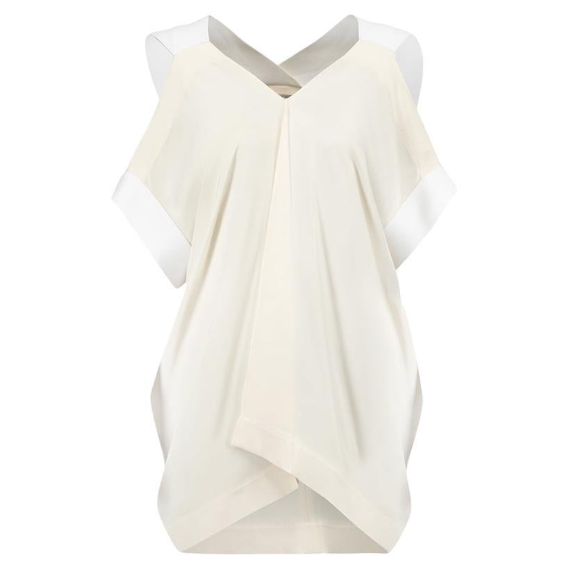 Cream Silk Cold Shoulder Top Size S For Sale at 1stDibs