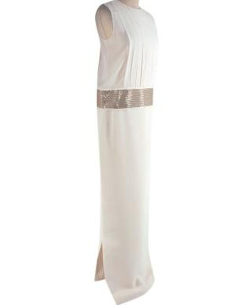 Cream silk crepe shell top and column skirt For Sale at 1stDibs