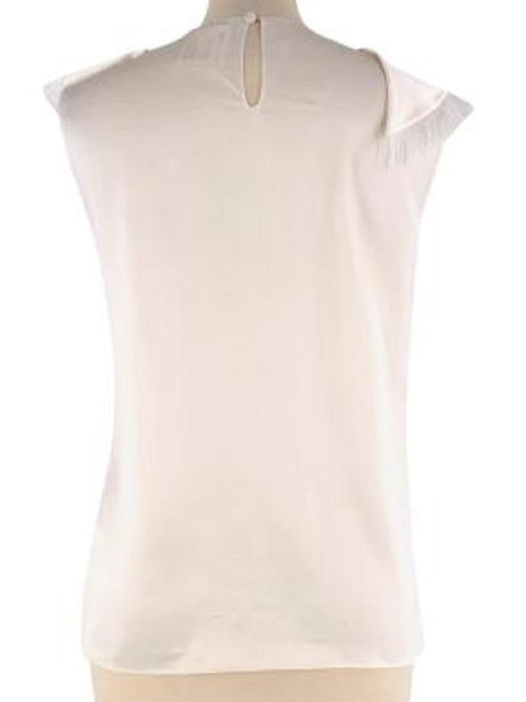 Cream Silk Frilled Sleeveless Top For Sale at 1stDibs