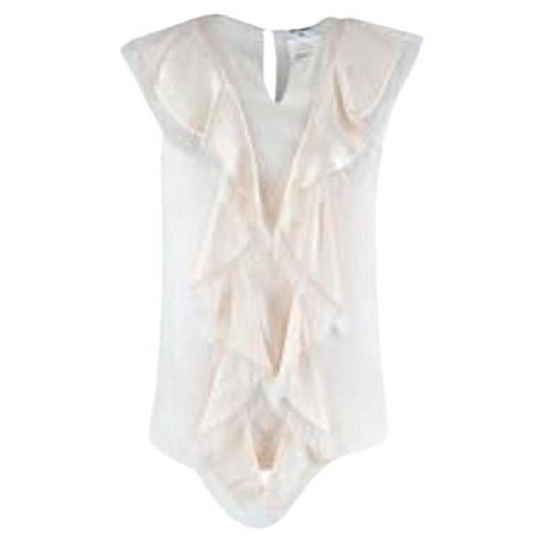 Cream Silk Frilled Sleeveless Top For Sale at 1stDibs