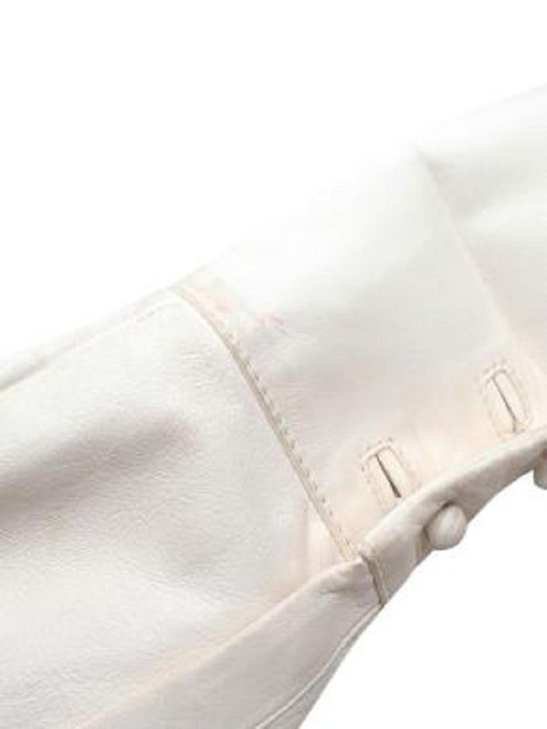 Cream Soft Leather Structured Jacket For Sale at 1stDibs