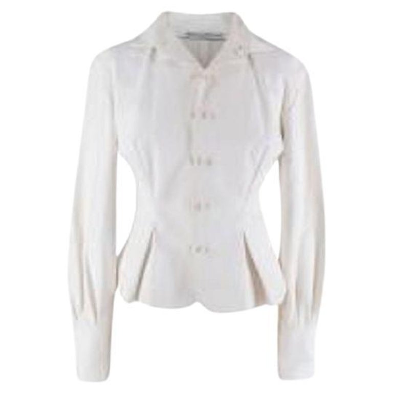 Cream Soft Leather Structured Jacket For Sale at 1stDibs
