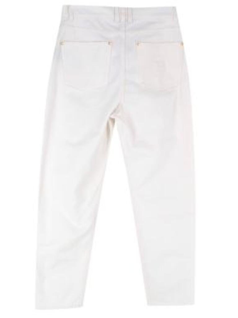 Cream Tapered Jeans with Gold Buttons For Sale at 1stDibs
