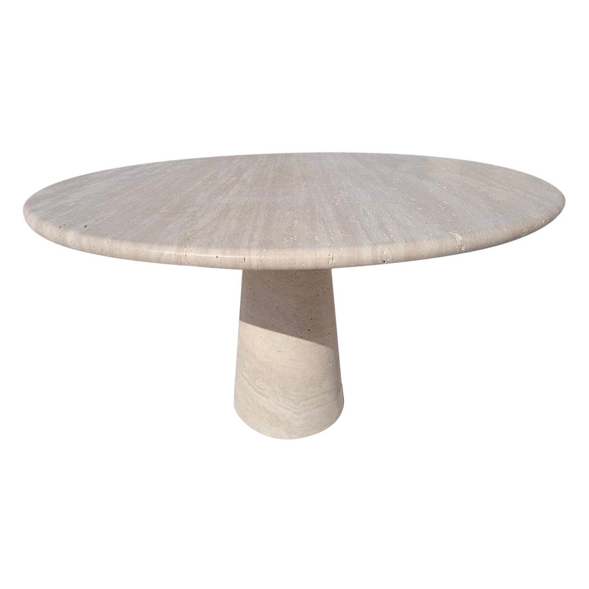 Round Cream-Color Travertine Dining Table in Style of Angelo ...
