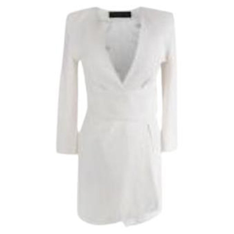 Cream V-Neck Wrap Mini Dress For Sale at 1stDibs