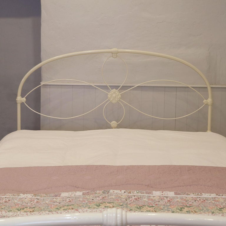 Cream Victorian Cast Iron Bedstead with Hoop Over Design MD106 at 1stDibs