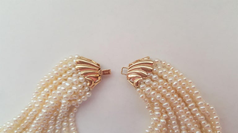 Cream White Grade AA Pearl Necklace Multi-Strand 14kt Butterfly Clasp ...