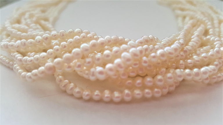 Cream White Grade AA Pearl Necklace Multi-Strand 14kt Butterfly Clasp ...