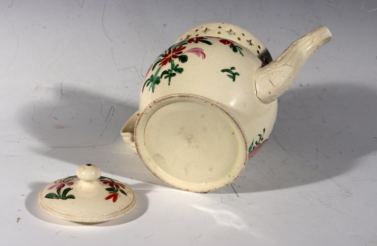 Creamware Chinoiserie Teapot and Cover with Openwork Gallery For Sale ...