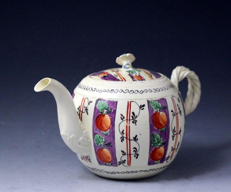 Creamware Pottery Chintz Decorated Teapot Probably Leeds Pottery, 18th ...