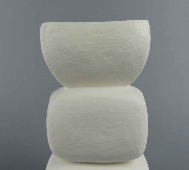 Creamy White 3-Part Totem, Rectangular Cup on Top, Hand Built Ceramic ...