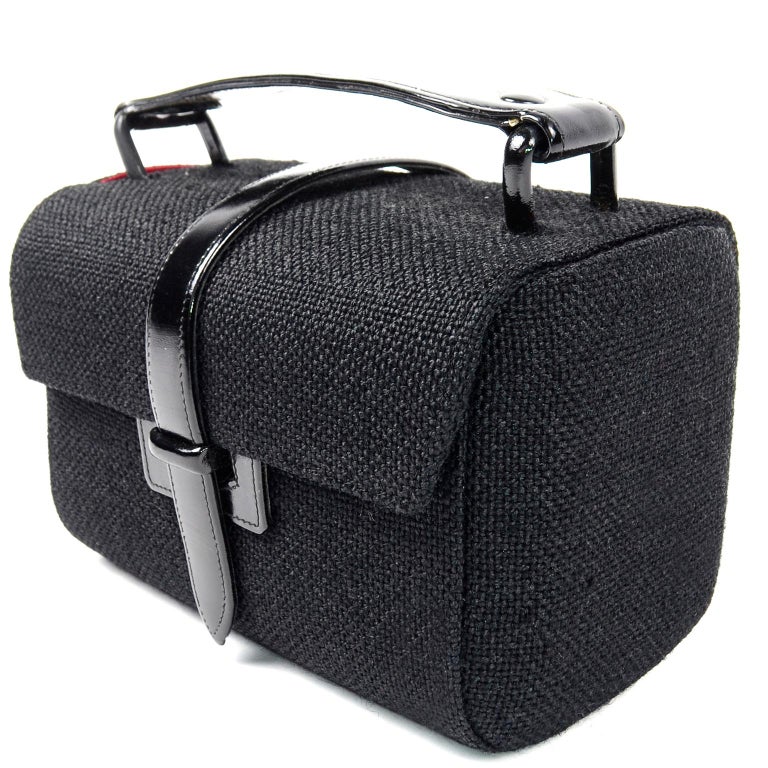 Creation Jacomo Italy Vintage 1960s Black Fabric Handbag w Patent ...