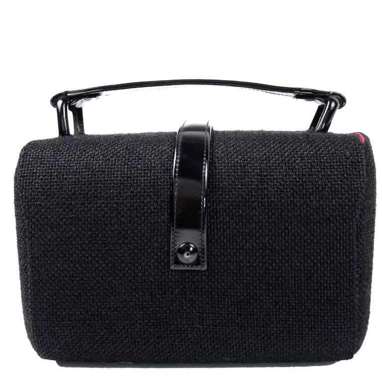 Creation Jacomo Italy Vintage 1960s Black Fabric Handbag w Patent ...