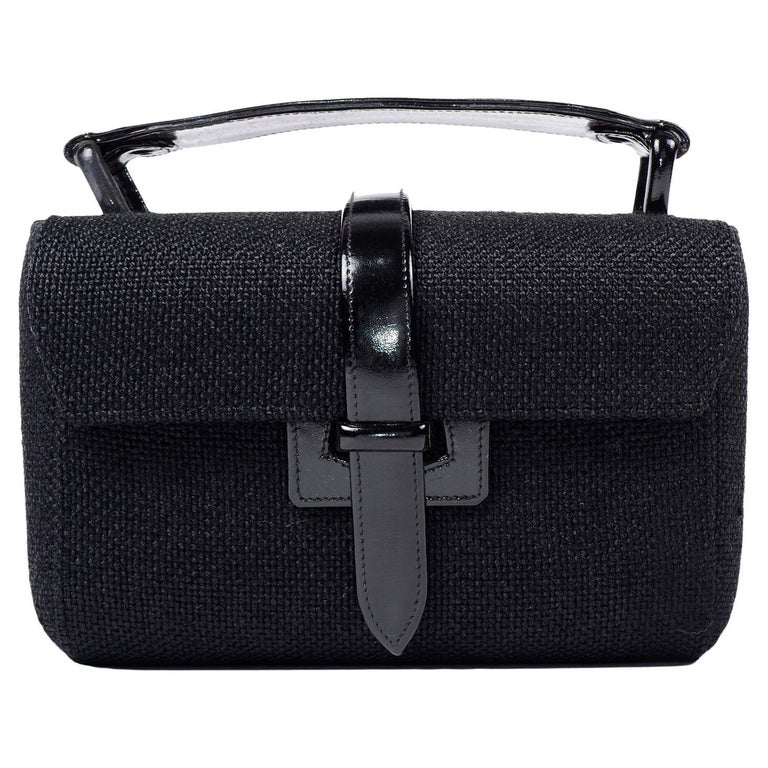 Creation Jacomo Italy Vintage 1960s Black Fabric Handbag w Patent ...