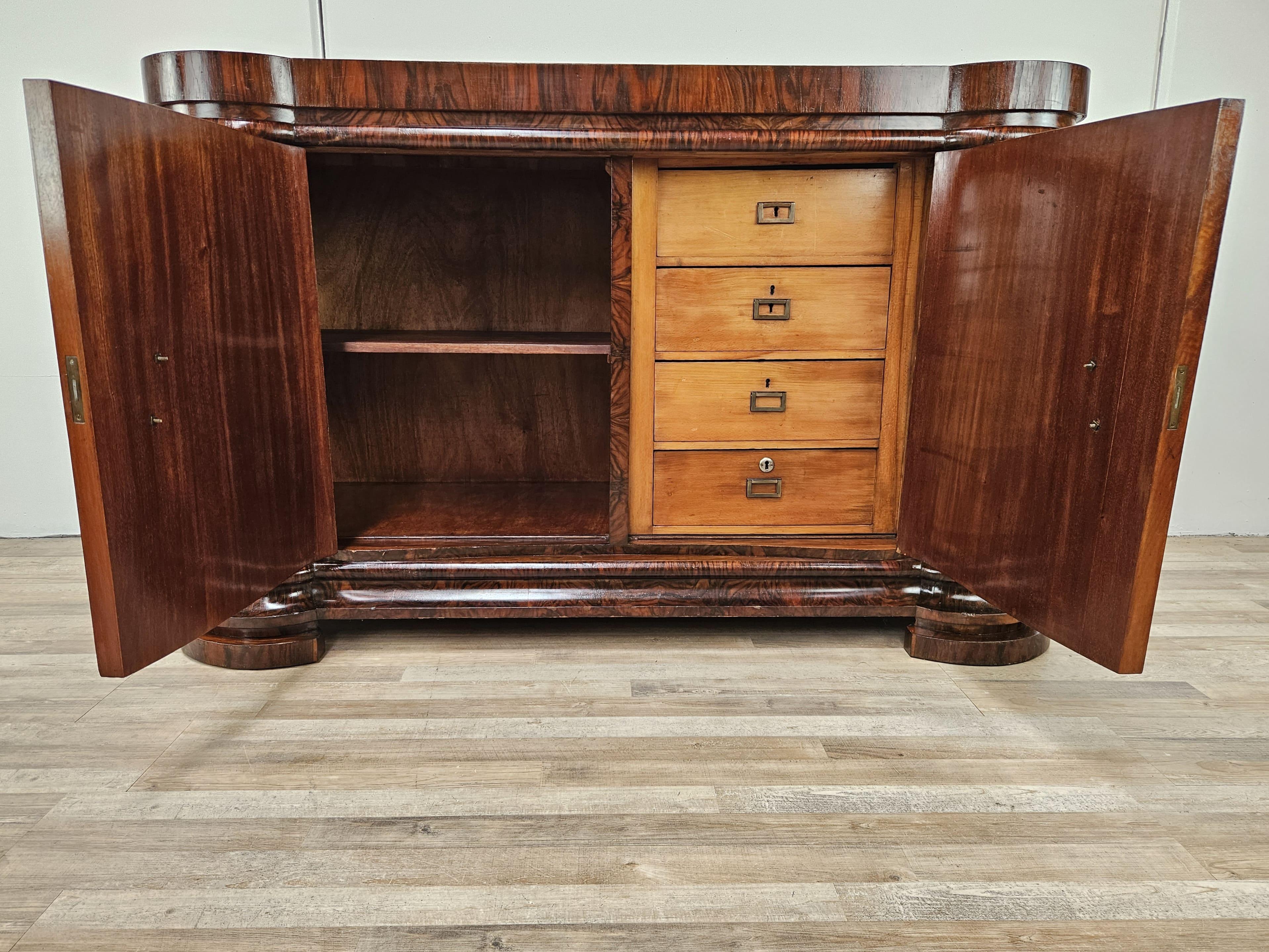 Art Deco walnut hall sideboard with drawers by Levi Minzi, 1940 For ...