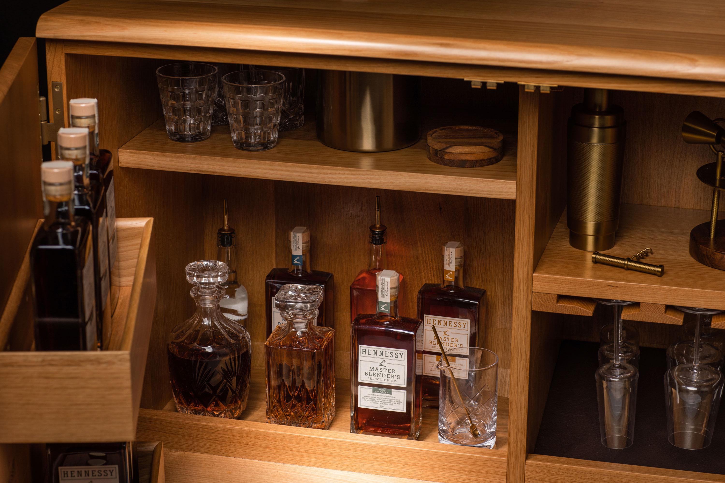 Contemporary White Oak / Brass Pantry Cabinet for Hennessy by Hachi ...