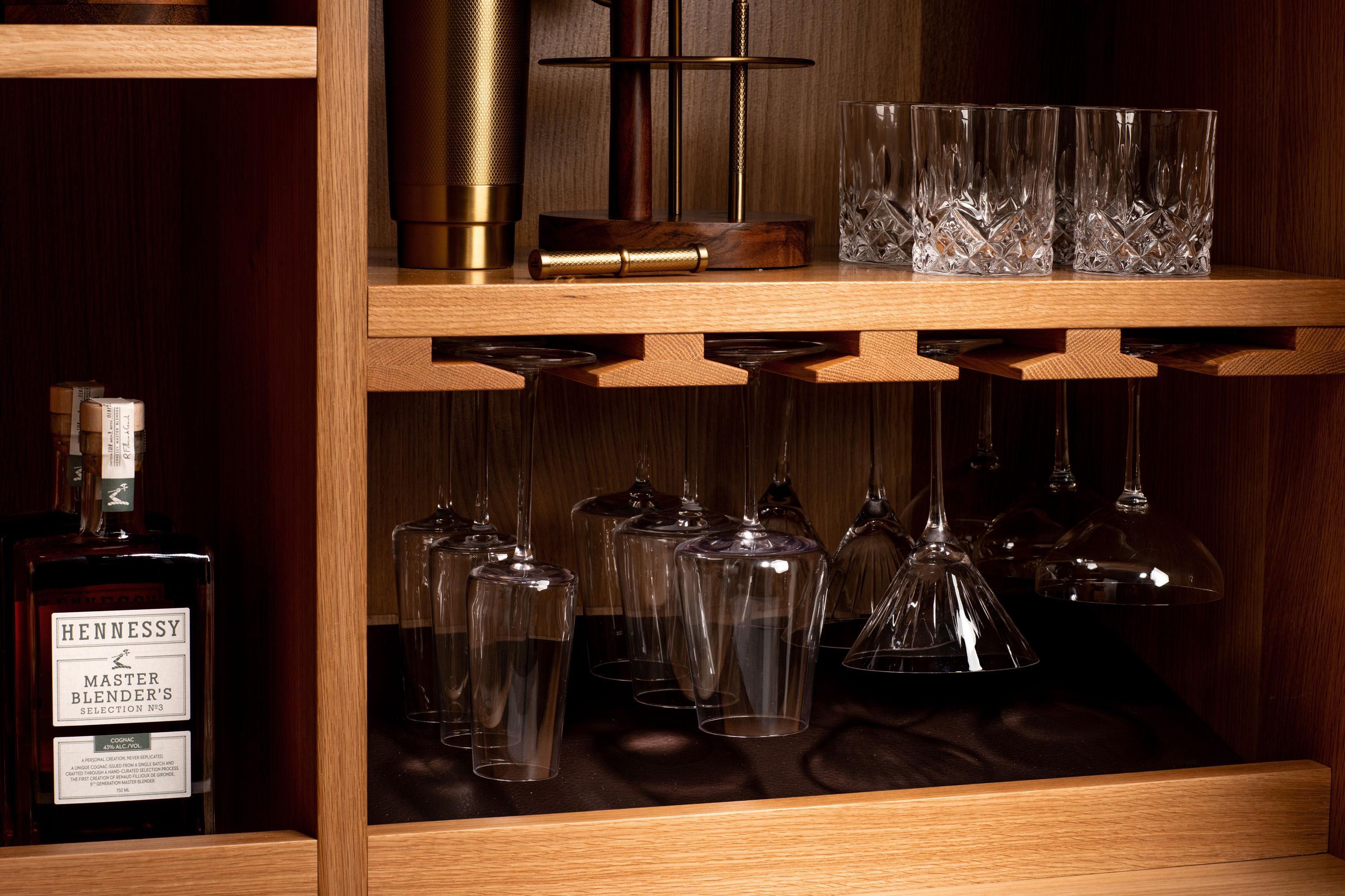 Contemporary White Oak / Brass Pantry Cabinet for Hennessy by Hachi ...