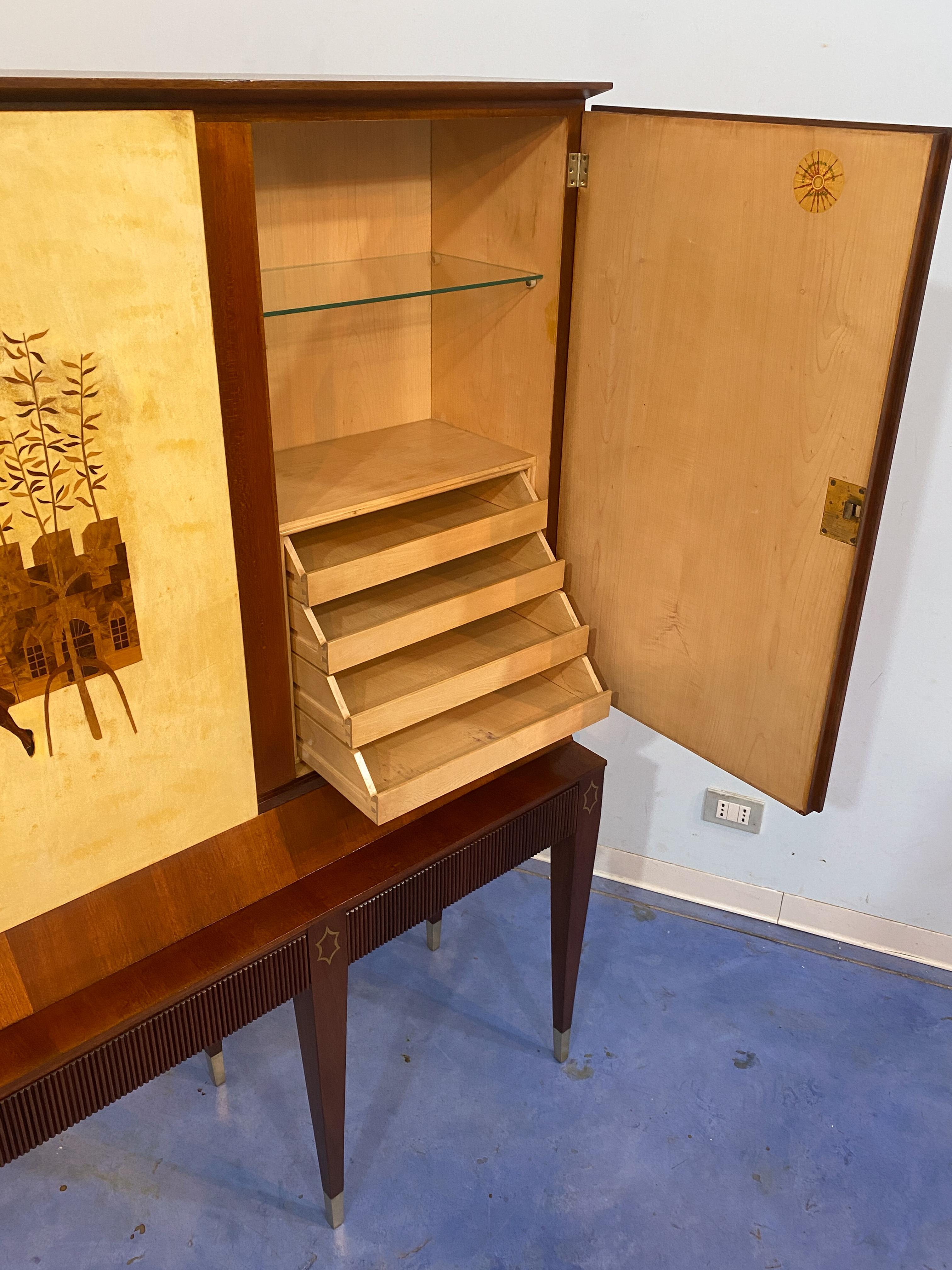Italian inlaid parchment sideboard designed by Paolo Buffa in 1950s For ...