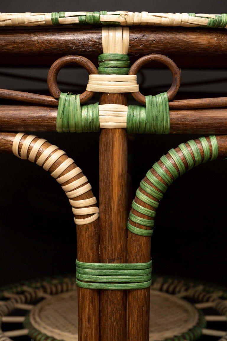 Creel and Gow Green and Cream Rattan Dinning Table with Hounds Tooth ...