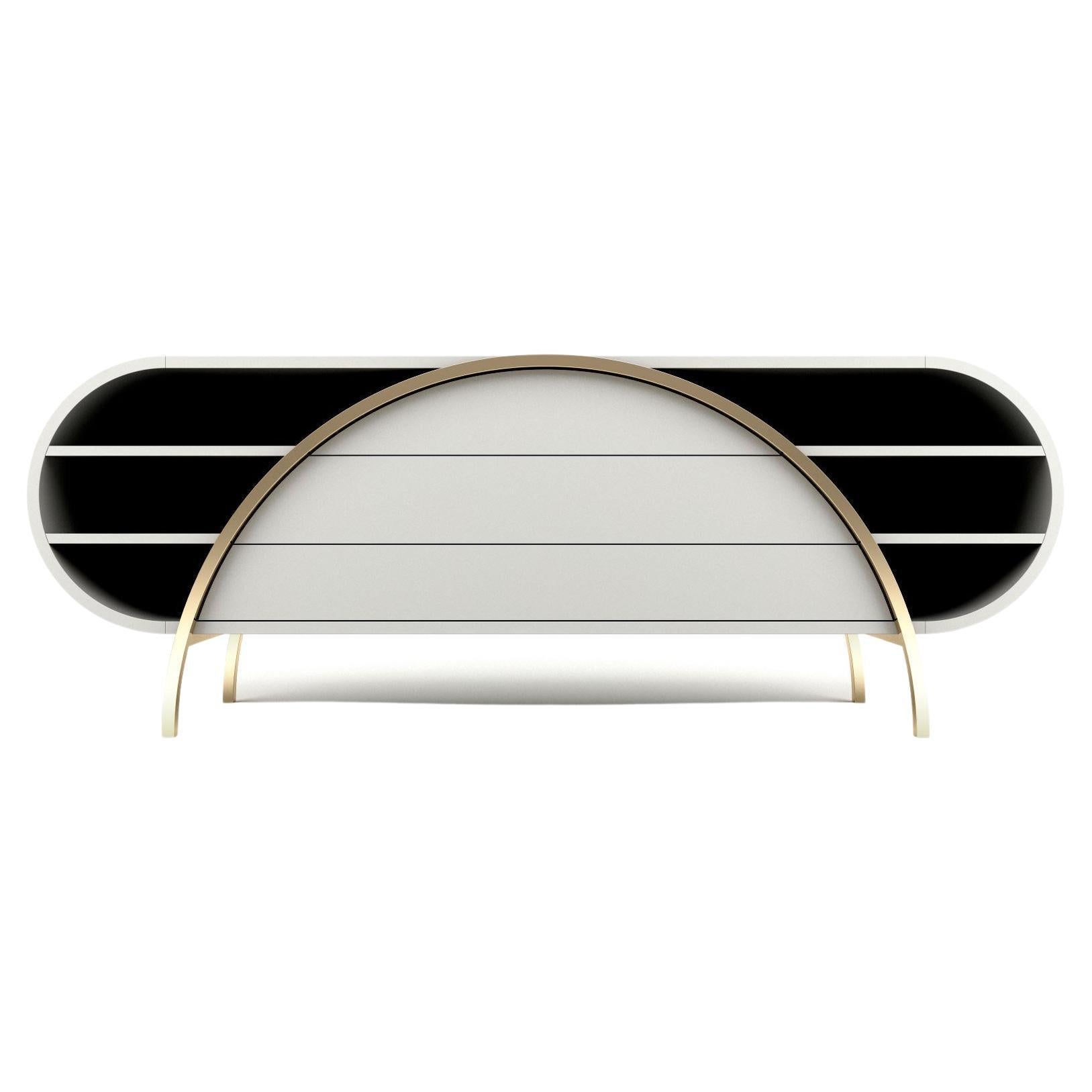 Darian Sideboard in Black Lacquer with Gold-Plated Brass Detail For ...