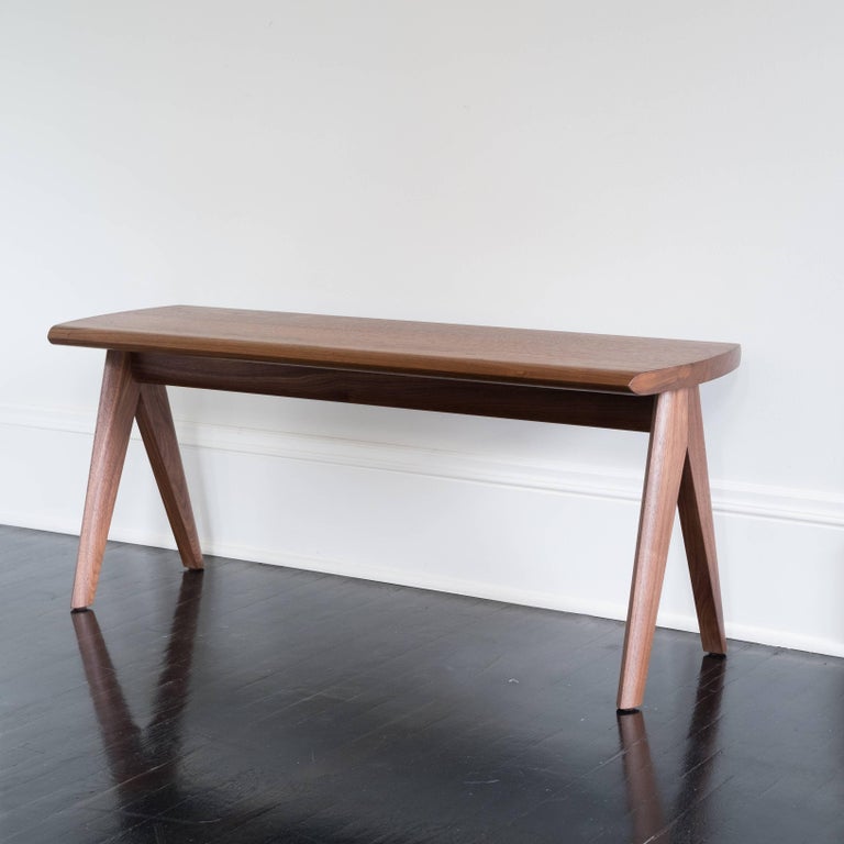 Crest Bench by Tretiak Works, Contemporary Handmade Solid Walnut Bench ...