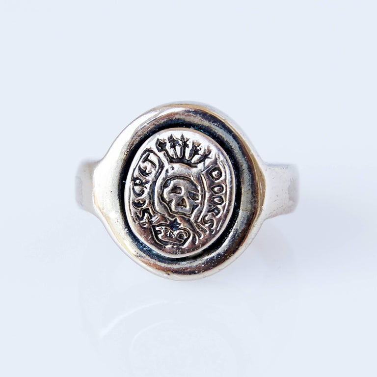 Crest Signet Ring Memento Mori Style Gold Skull J Dauphin For Sale at ...