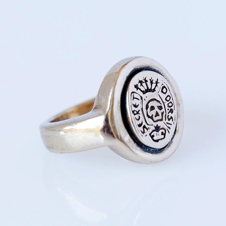 Crest Signet Ring Skull Memento Mori Pinky Ring Bronze J Dauphin For ...