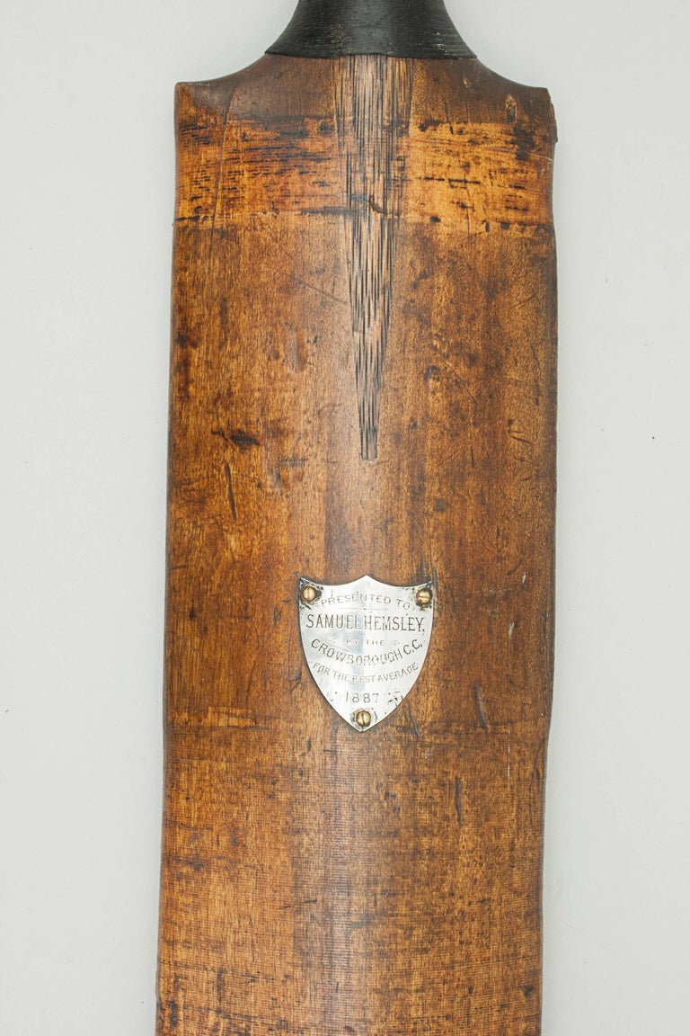 Cricket Bat with Silver Plaque at 1stDibs
