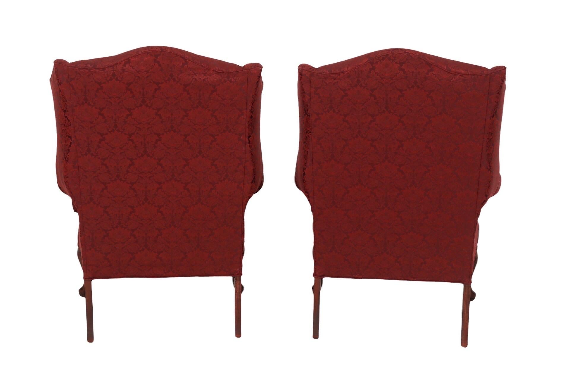 Crimson Red Wingback Chairs - a Pair For Sale at 1stDibs