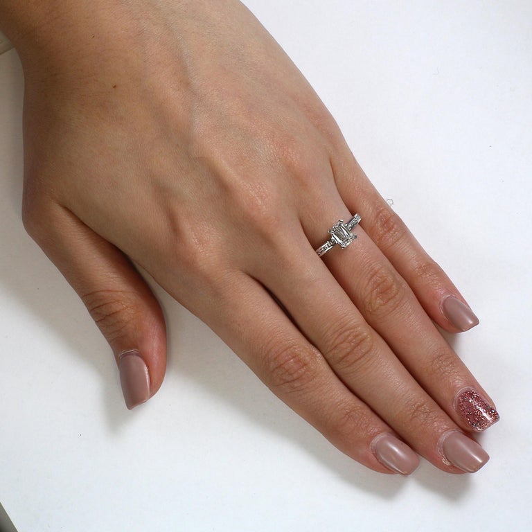 Crisscut Diamond Engagement Ring GIA Certified 18K White Gold 1.11ct ...