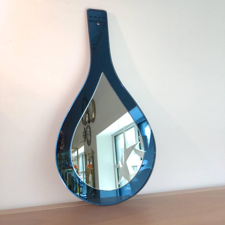 Cristal Art Blue Glass Hand-Held Mirror For Sale at 1stDibs | hand held ...