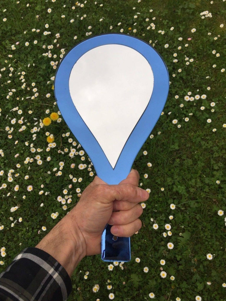 Cristal Art Blue Glass Hand-Held Mirror For Sale at 1stDibs | hand held ...