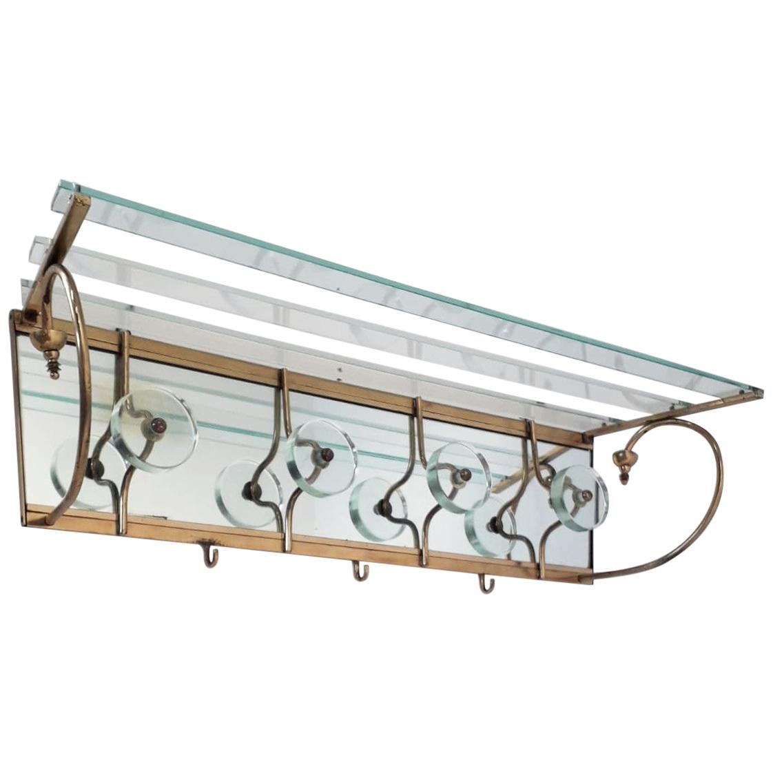 Gold Reverse Painted Glass Italian Coat and Hat Rack by Cristal Art For ...