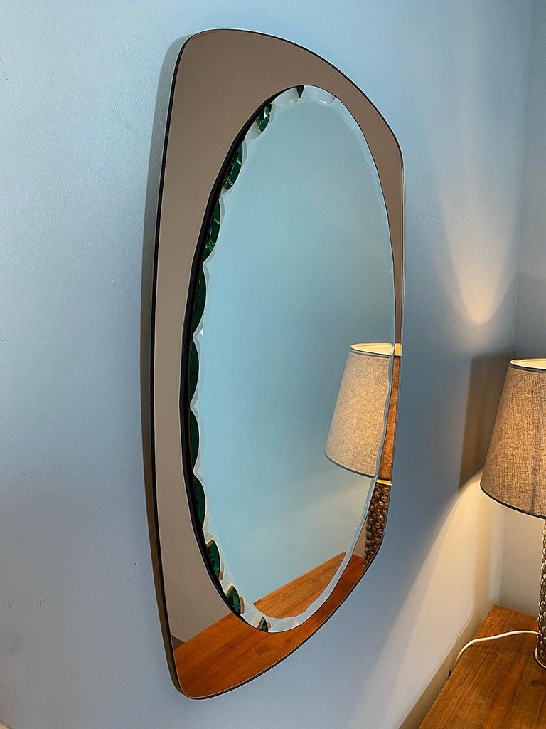Cristal Art Midcentury Scalloped Rose Gold Wall Mirror, 1960s, Italy at ...