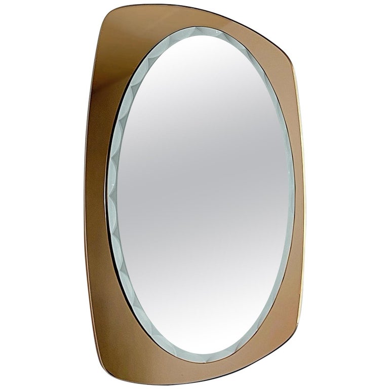 Cristal Art Midcentury Scalloped Rose Gold Wall Mirror, 1960s, Italy at ...