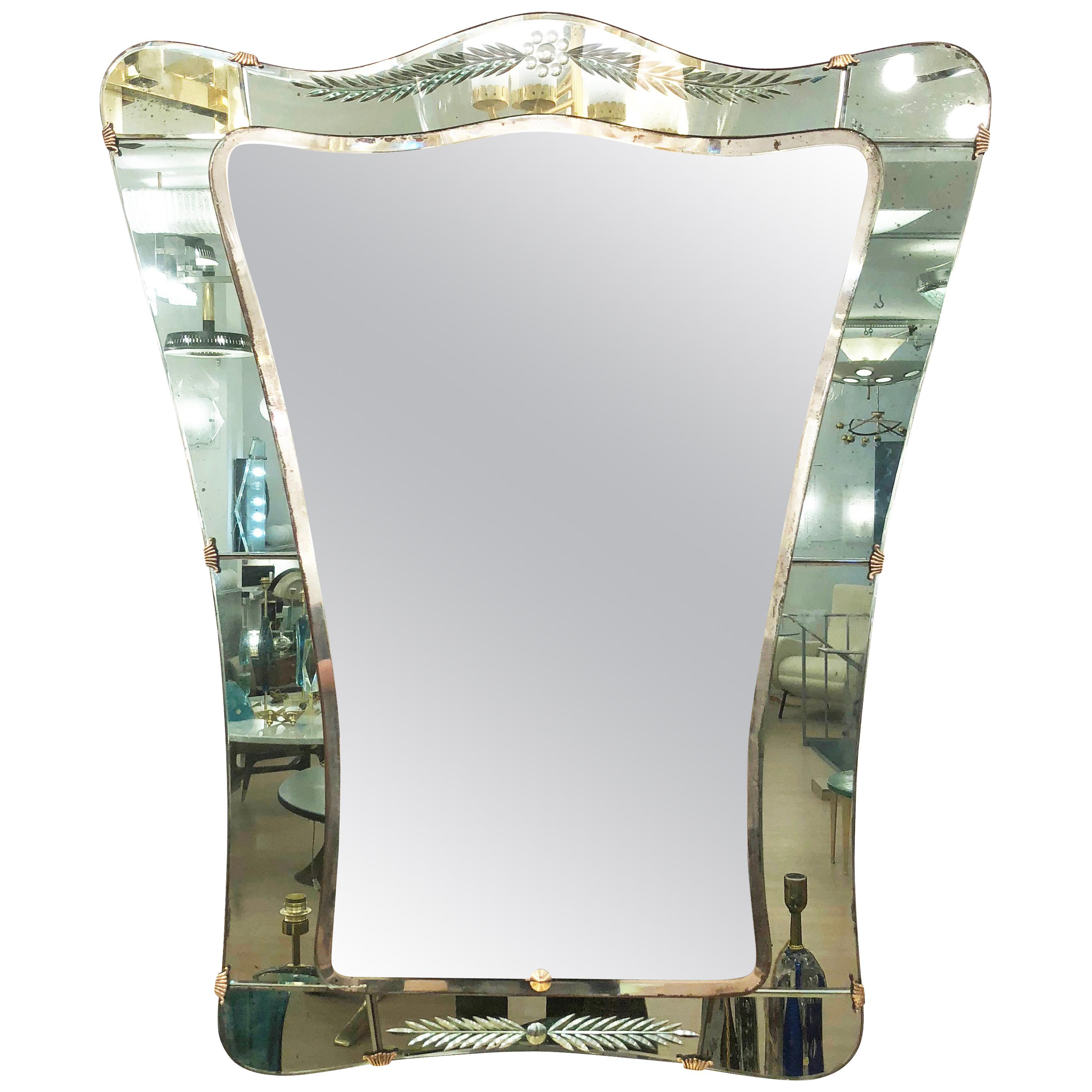 1950s Italian Suede Mirror by La Barge For Sale at 1stDibs