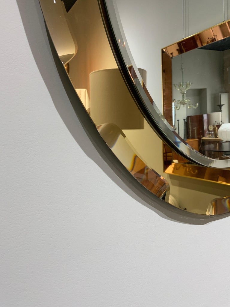 Cristal Art Mirror with Amber Glass, Italy, 1960 For Sale at 1stDibs