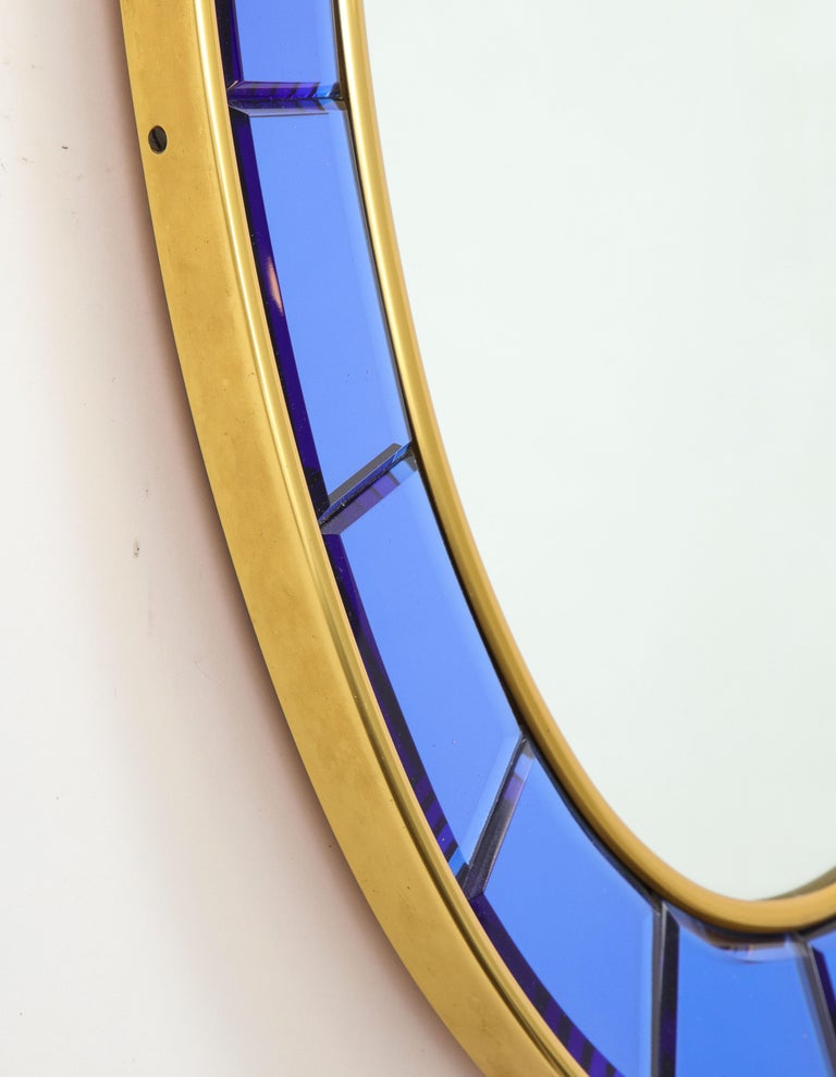 Cristal Art Rare Pair of Oval Blue Hand-Cut Beveled Glass Mirrors For ...