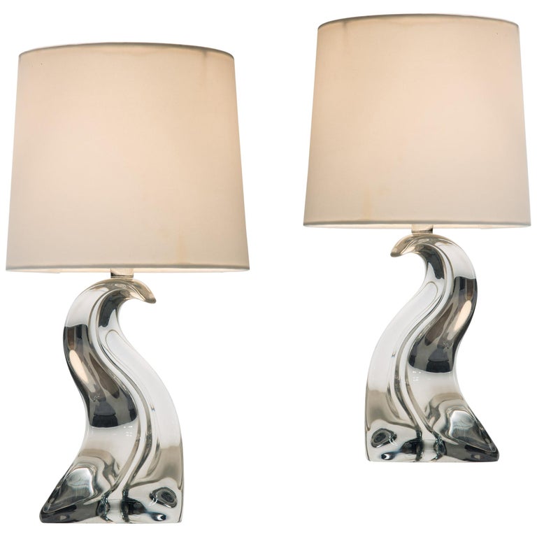 Cristal Saint Louis Pair of French Crystal Glass Lamps at 1stDibs