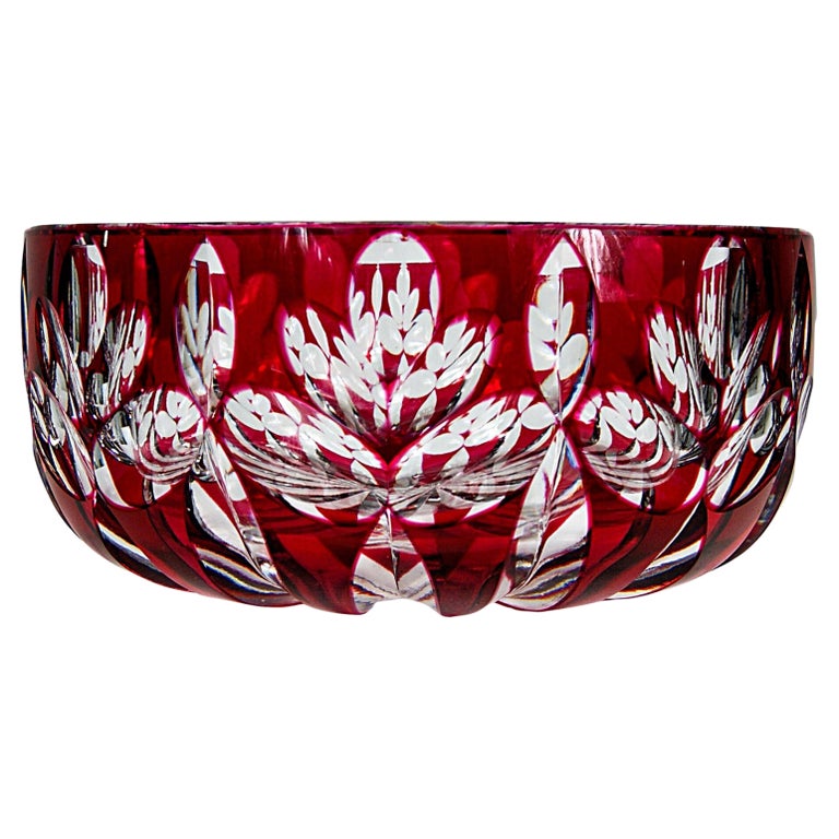 Cristal St Louis France Cut to Clear Ruby Red Centrepiece Bowl For Sale ...