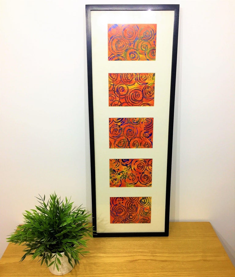 Cristina Stefan - Orange Abstract I, Mixed Media Art on Canvas For Sale ...