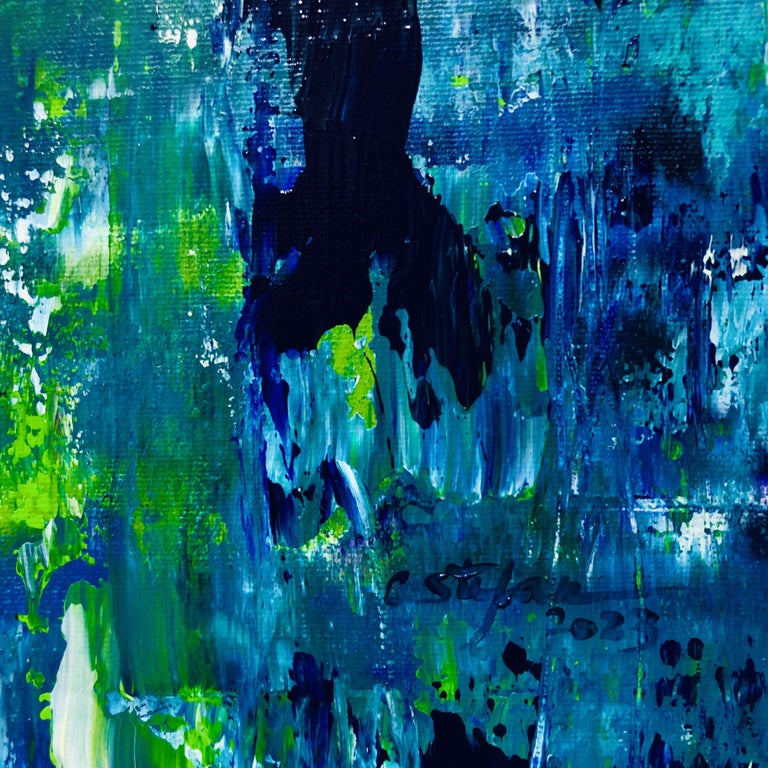Cristina Stefan - Abstract Waterfall, Painting, Acrylic on Canvas For ...