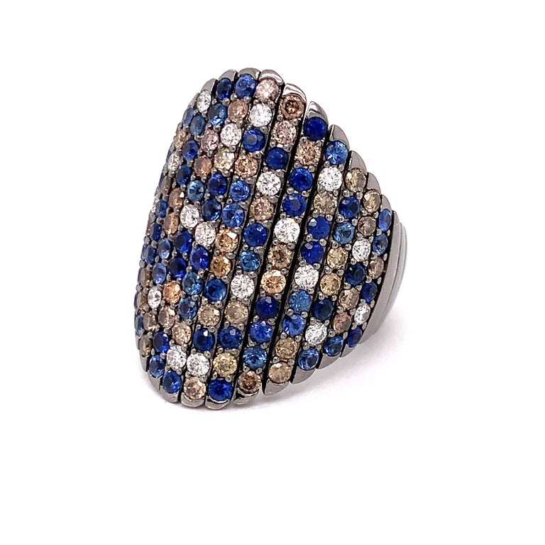 Crivelli Blue Sapphire and Multi Color Diamond Ring at 1stDibs
