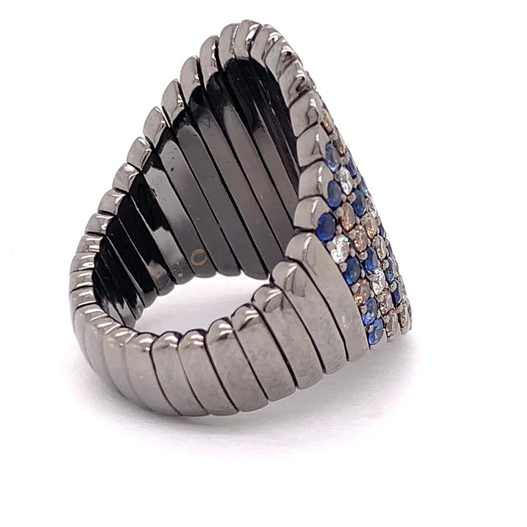 Crivelli Blue Sapphire and Multi Color Diamond Ring For Sale at 1stDibs