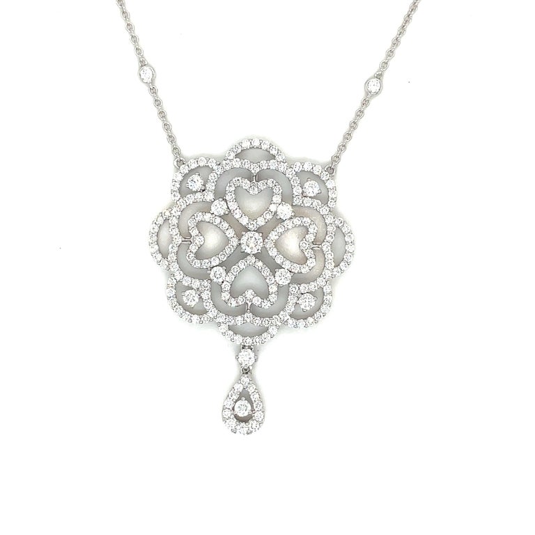 Crivelli Open Work 2.75Ct. Diamond Heart Motif Pendant Set in 18KT ...