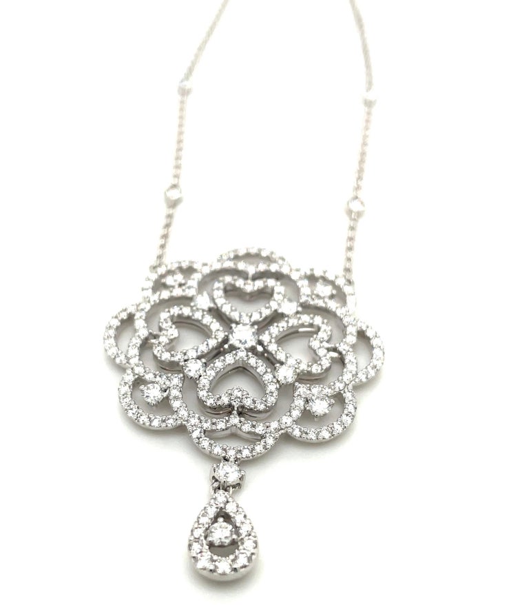 Crivelli Open Work 2.75Ct. Diamond Heart Motif Pendant Set in 18KT ...