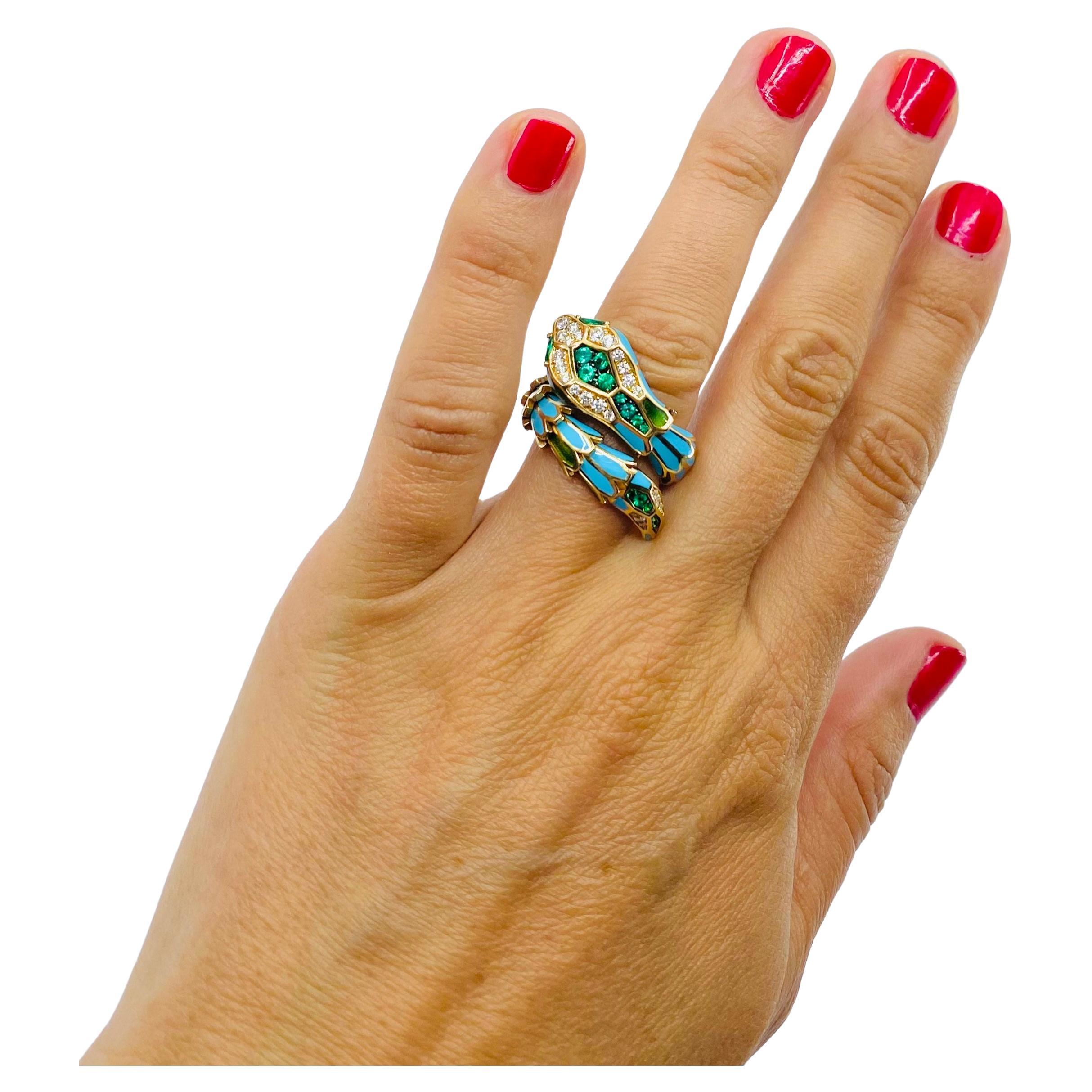 Crivelli Snake Ring 18k Gold Enamel Gemstones at 1stDibs